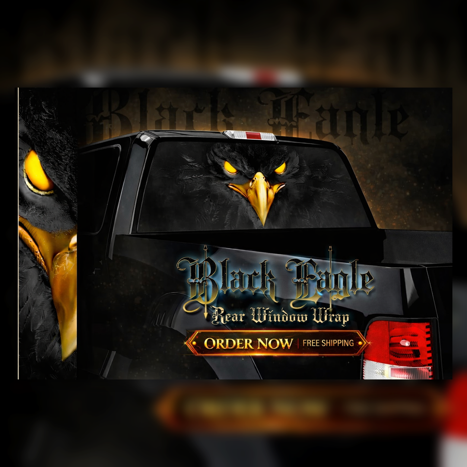 Rear Window Perforated Vinyl Wrap Black Eagle / Car Truck Window ...