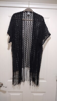 Alexa & Stella Black Fringe Swimsuit Cover Up Size XL | eBay