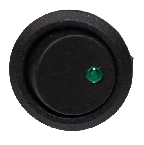 LED Rocker Switch, Round, Green, Panel Mount, Snap-In, SPST, 6 to 12 ...