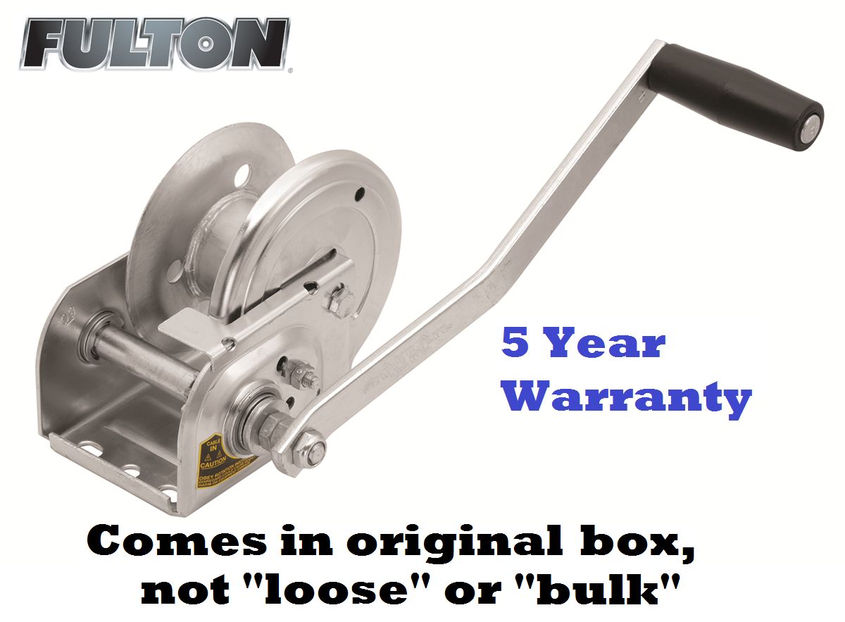 FULTON HIGH PERFORM BRAKE WINCH 1000 lb PLATED GEAR COVER CABLE USE ...