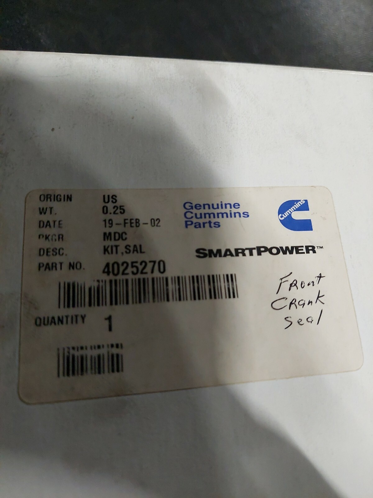 Genuine Cummins 4025270 Front Main Crank Seal | eBay