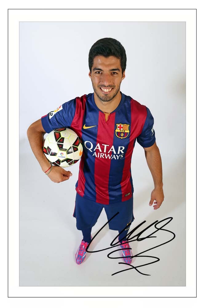 LUIS SUAREZ FC BARCELONA AUTOGRAPH SIGNED PHOTO PRINT 2014/15 | eBay