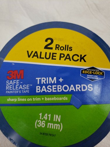 3M 2093-2 PACK Safe Release 1.41" Scotch Blue Painters Tape-Trim-LOT OF ...