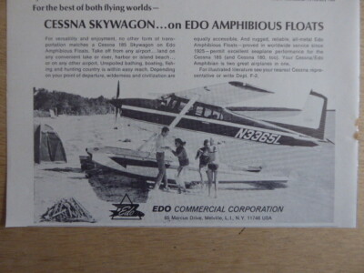 2/1969 PUB EDO AMPHIBIOUS FLOATS CESSNA SKYWAGON N3365L ORIGINAL AD | eBay