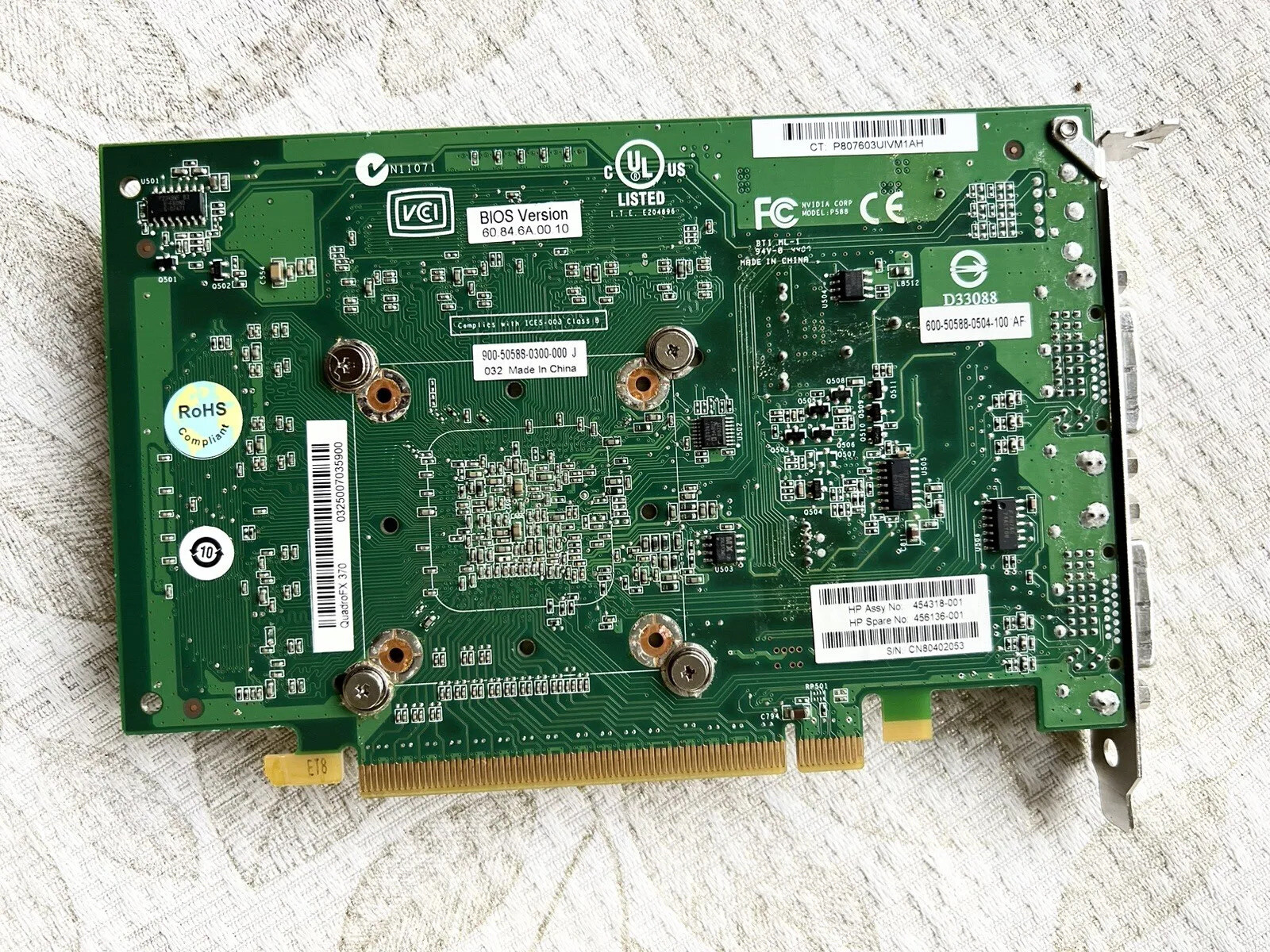 Nvidia Quadro FX370 HP 454318-001 /456136-001 Graphics Card 256MB | eBay