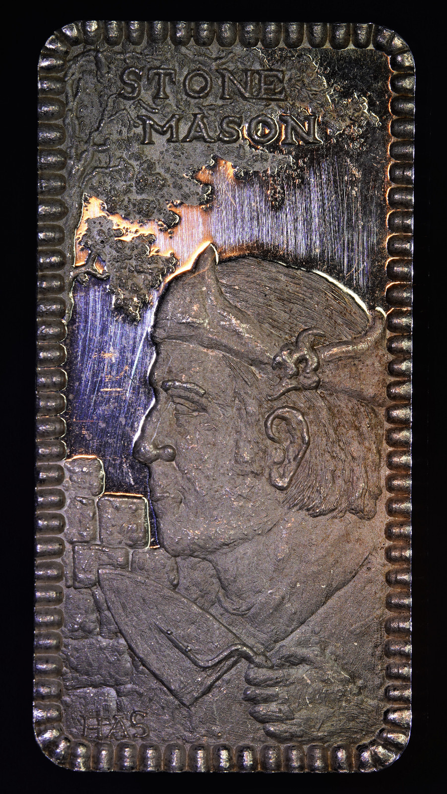 Stone Mason H. Alvin Sharpe Hamilton Mint 1oz 999 FINE Silver art bar ...