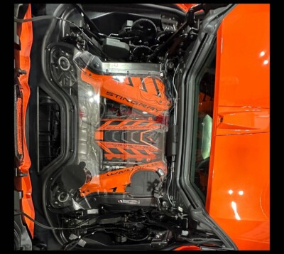 HTC 2020/2024 CORVETTE C8 ENGINE ORANGE SIDE PANELS OEM BLACK | eBay