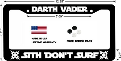 Star Wars Darth Vader Sith Don't Surf Custom License Plate Frame | eBay