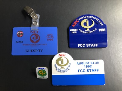 NEC World Series of Golf Badges Passes Pin LOT of 4 PGA Firestone ...