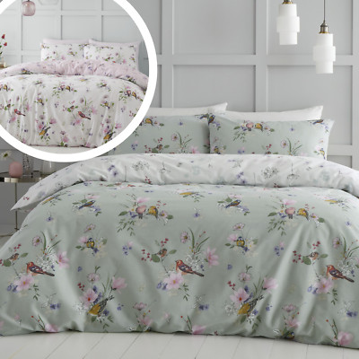 Catherine Lansfield Songbird Duvet Cover Bedding Sets Pink Or Green ...