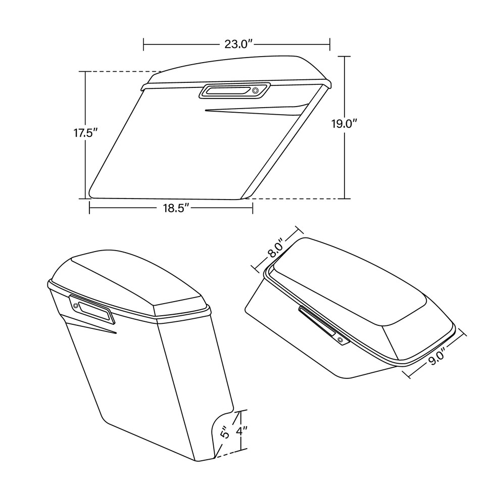Vivid Black 5" Stretched Saddlebags Fit For Harley Touring Road Glide ...