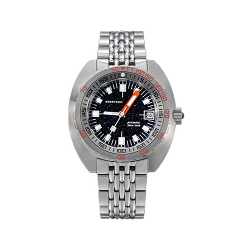 Seestern Sub 300 Aventurine Automatique Acier Noir Date Saphir Montre ...