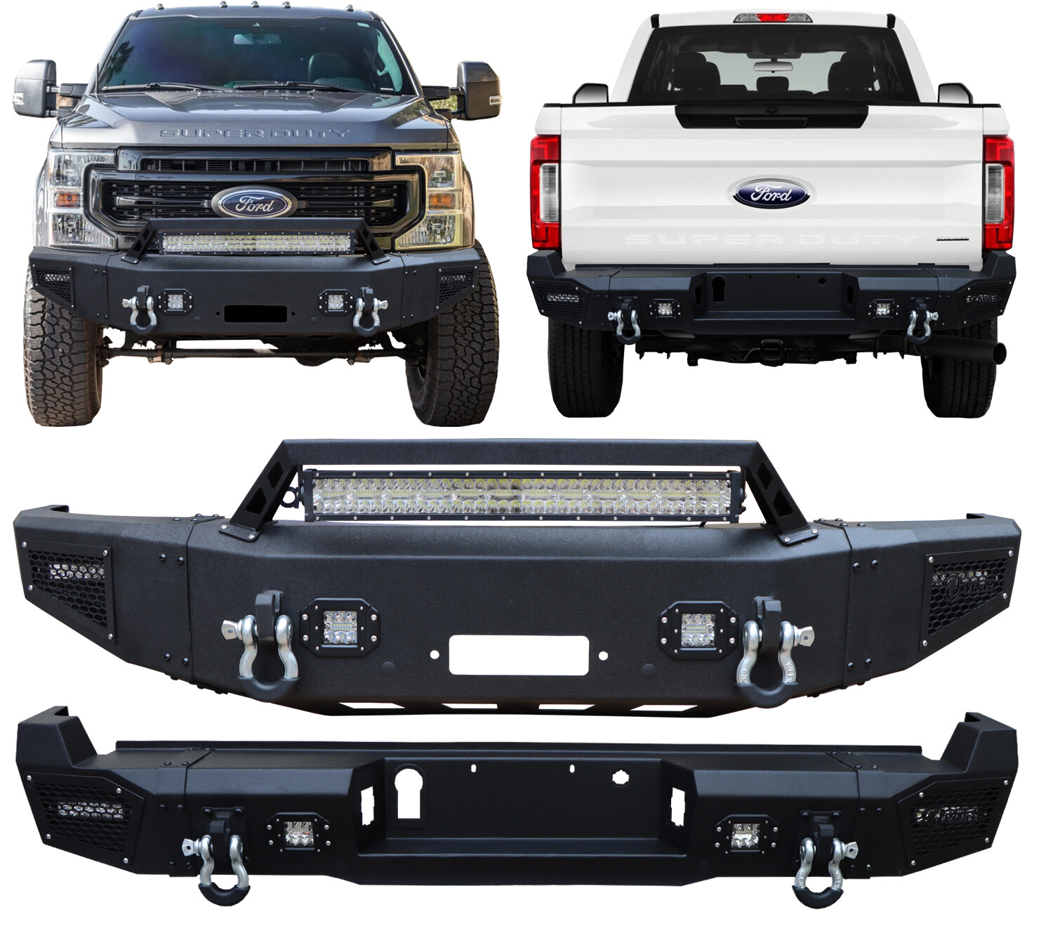 Vijay Front/Rear Bumper W/Winch Plate&Lights For 2017-2022 Ford F250 ...