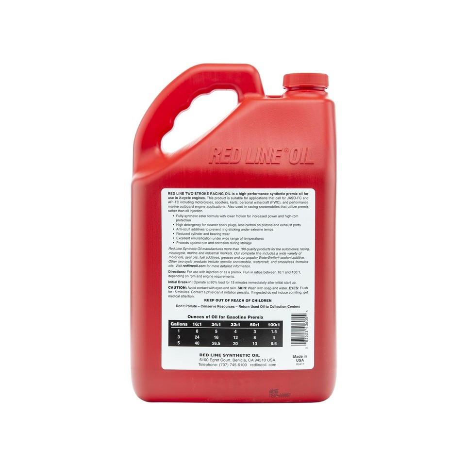 Red Line 40605 Two-Stroke Oil Racing Synthetic - Gallon 1 Gallon (128 ...