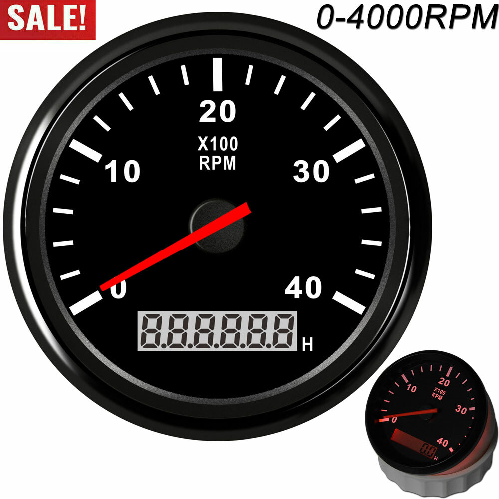 85mm Boat Marine Tachometer Diesel Engine Tacho Gauge 4000 RPM w ...