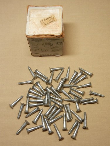 Lot (57) #9X1 Flat Head Wood Screws-Steel-Zinc Plated w/Old Box | eBay