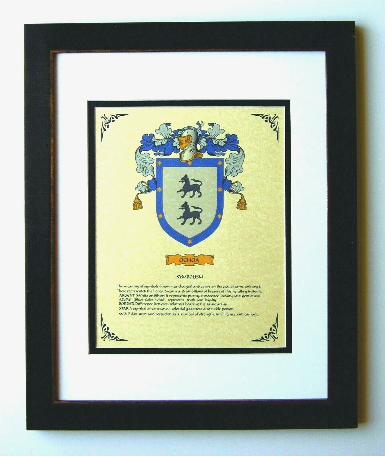 HERALDRY COAT OF ARMS ~ OCHOA FAMILY CREST ~ FRAMED | eBay