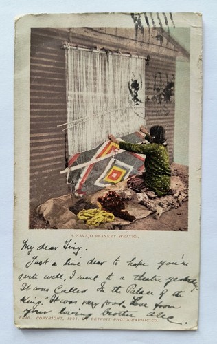 Navajo Indian Women Handcraft Blanket Weaver Scene Vintage 1903 ...