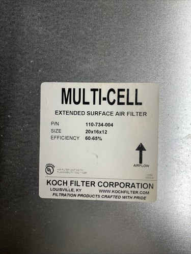 16x20x12 Multi-Cell Air Filter – MERV 11, Single Header, Koch 110-734 ...