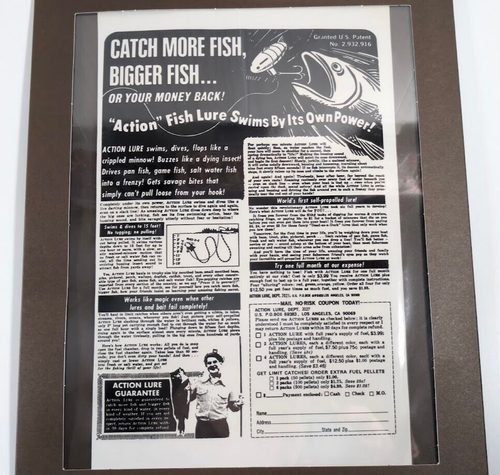 1982 Action Fish Lure Ad Framed Laminated Vintage Fishing Angler Gift ...