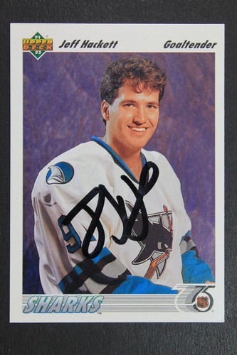 Jeff Hackett Sharks Autographed 1991 Upper Deck UD #58 Signed Hockey ...