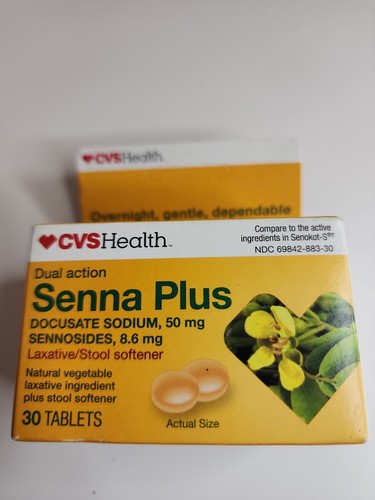 CVS Health Senna Plus Laxative / Stool Softener 30 Tablets 8/20 for ...