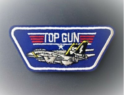 Top Gun Embroidered Iron On Applique Patch Hot Fix Blue Jet Plane | eBay