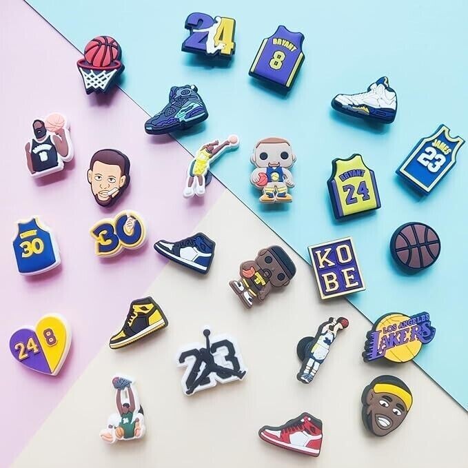 25Pcs Croc Charms for Clogs Bubble Slides Sandals, Basketball Cartoon ...