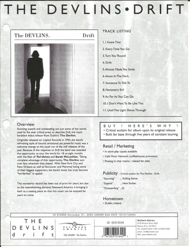 DEVLINS Rare 2000 PROMO TRADE AD Poster for Drift CD MINT TORI AMOS ...