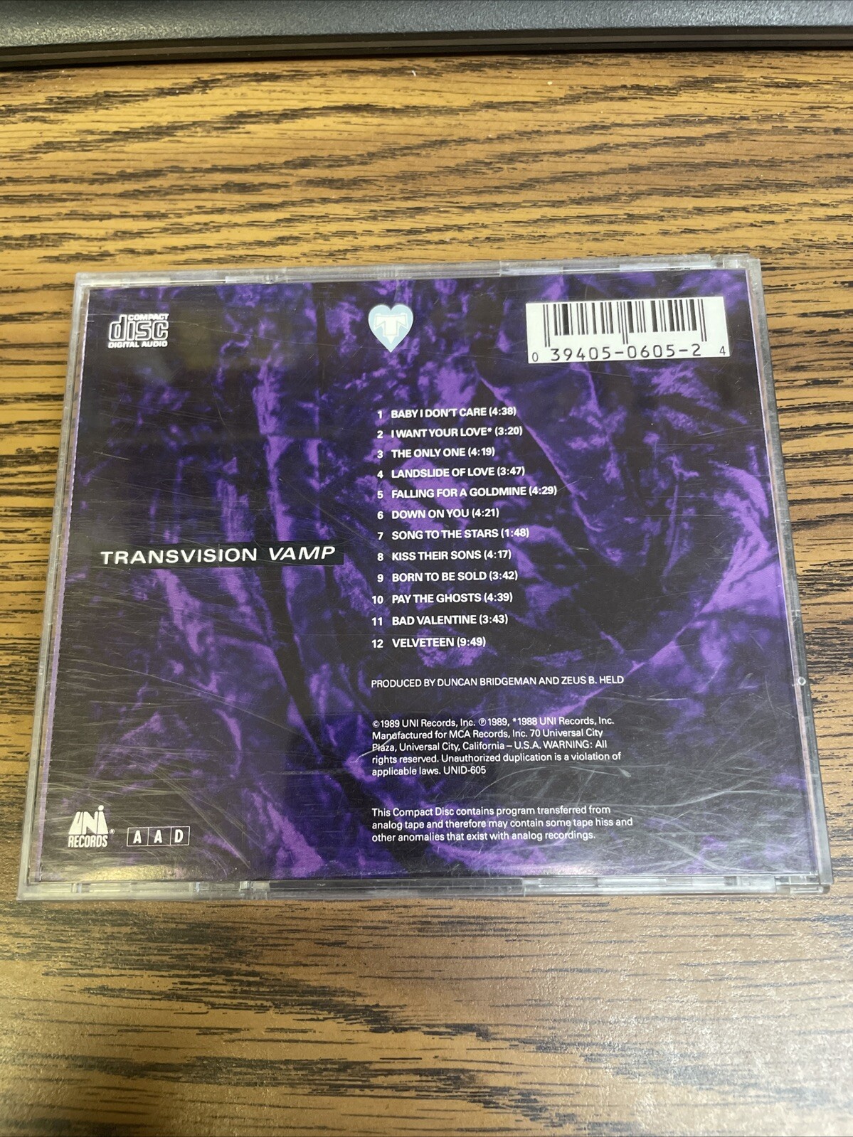 Velveteen by Transvision Vamp (CD, Sep-1989, UNI Record) for sale ...