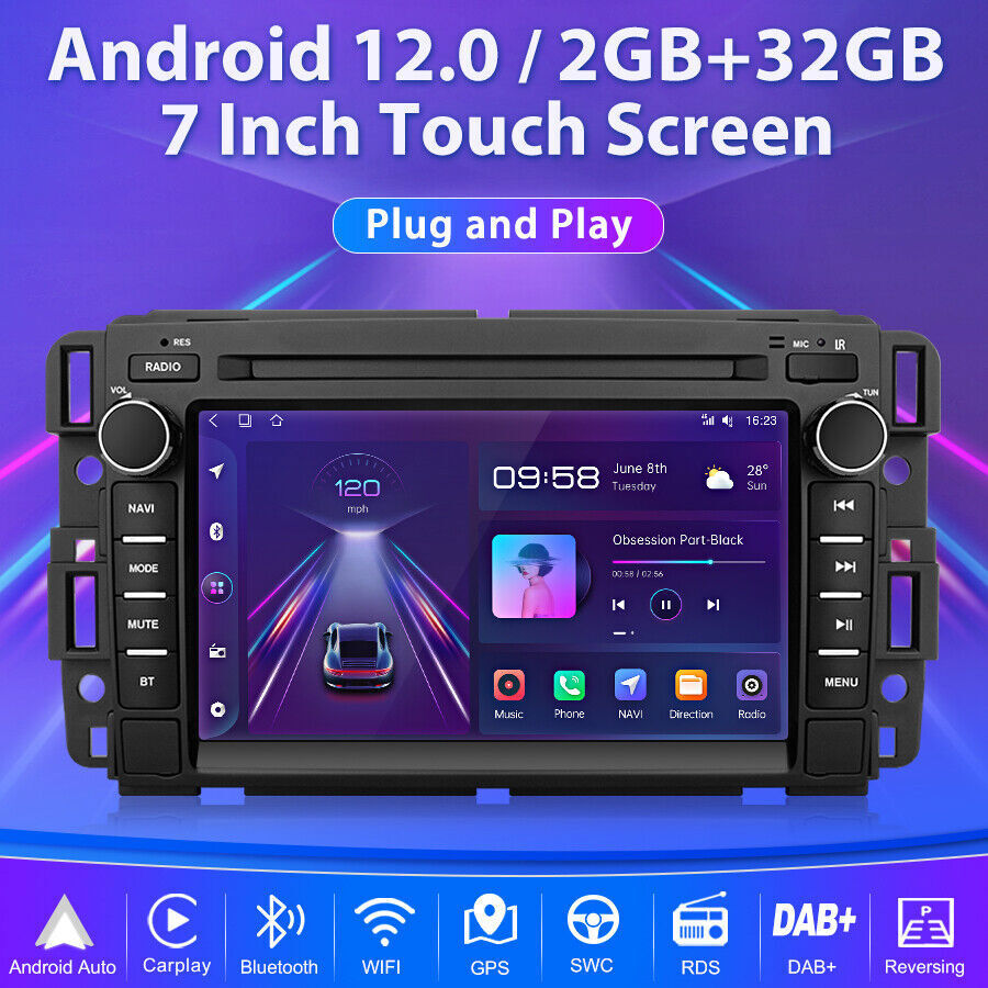 7in Carplay For GMC Sierra Yukon Chevrolet Chevy Car Radio Android13 4 ...