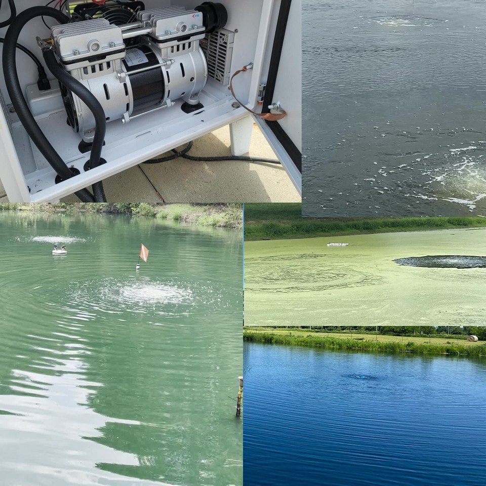 Pond Aerator Lake Aeration System 3/4Hp 100' Weighted Tubing 2 Diffuser ...