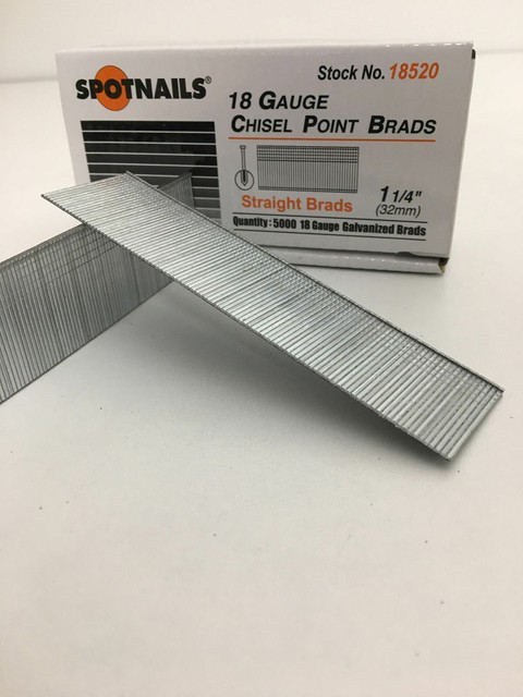 Spotnails 18 Gauge 1 1/4" Brads Galvanized Brad Nails 5000 Straight ...
