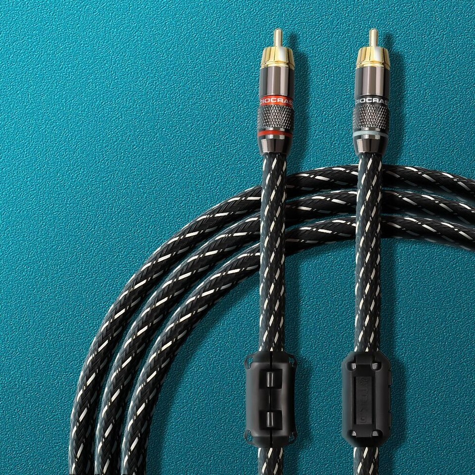 Pair OFC Shielded HiFi RCA Audio Cable Gold Plated RCA Signal ...