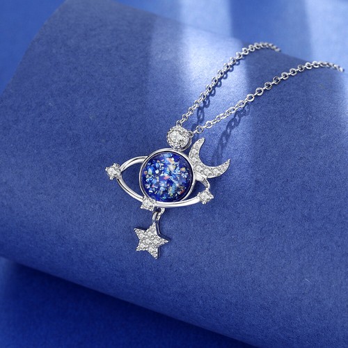 Star Moon Planet Zircon Pendant Necklace Women Clavicle Chain Gift ...