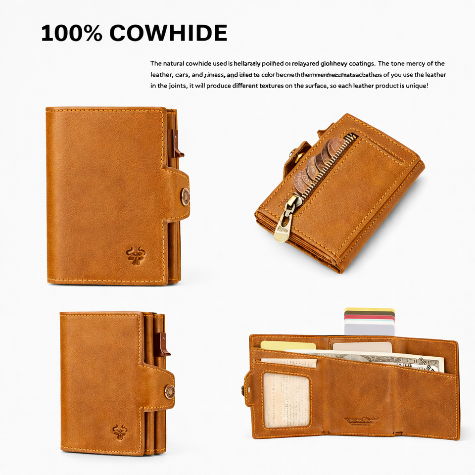 Humerpaul Wallet Genuine Leather Smart Pop out Card Coin Pocket RFID ...