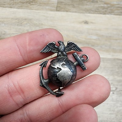 WWII USMC Marine Corps H&h Sterling Silver EGA Collar Insignia Pin | eBay