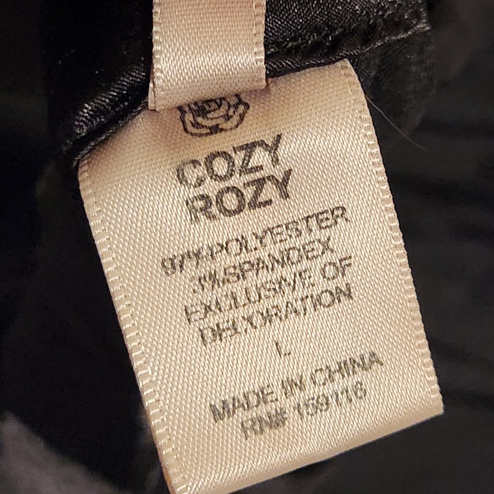 Cozy Rosy Sz Large Shiny Black Satin Cami & Shorts Pajama 2-piece Set ...