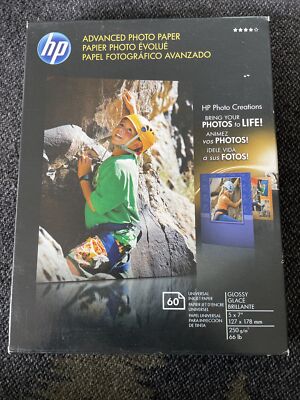 HP Advance Photo Paper Glossy 60 Sheets 5X7 Inches Sealed - NEW Bin 2 ...