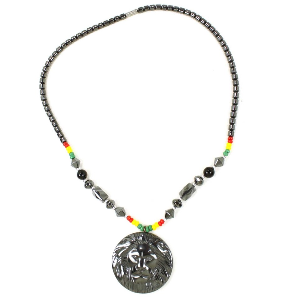 Hematite Necklace Pendent Rastafari Jah Love Rasta Jamaica Reggae Bob ...