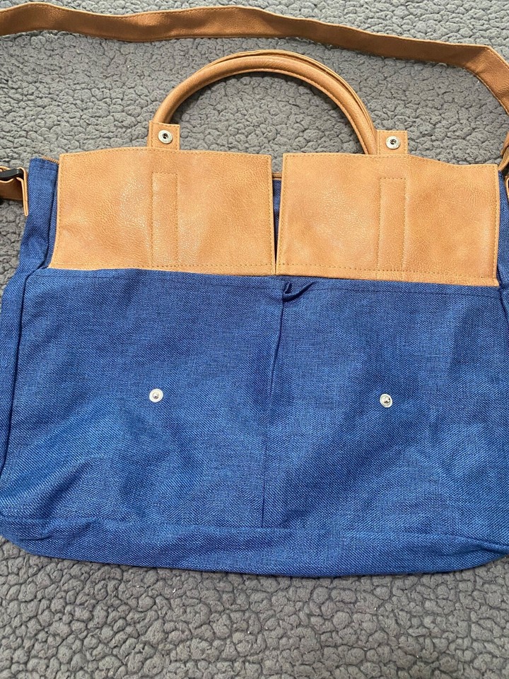 AARP Denim Shoulder Bag Travel Jean Tote Big Organizer Courier Handbag ...