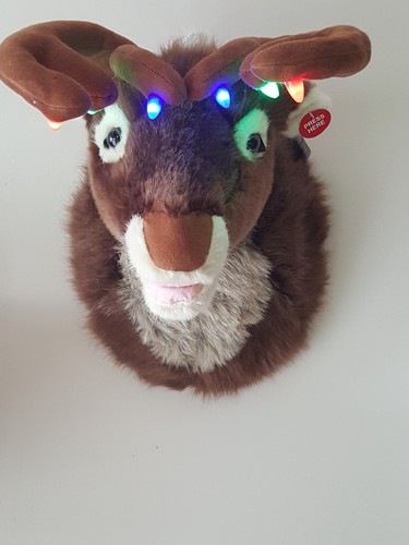 Christmas Xmas Singing Reindeer Ray Moose Head Hanging Soft Plush Stag ...