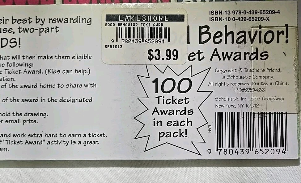 Good Behavior Ticket Awards Sub Reward Ticket Etsy