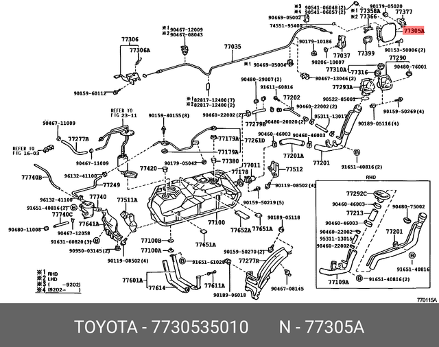 Genuine OE lid sub-assy fuel filler opening 7730535010 for TOYOTA 77305 ...