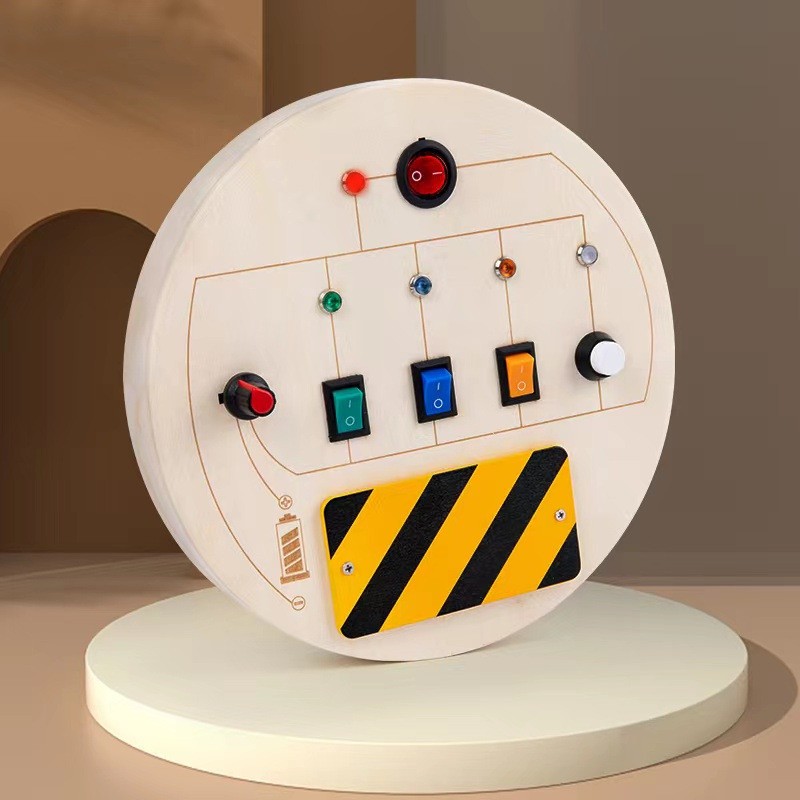 Wooden Led Busy Board With Circuit Switches For Toddler Learning And ...