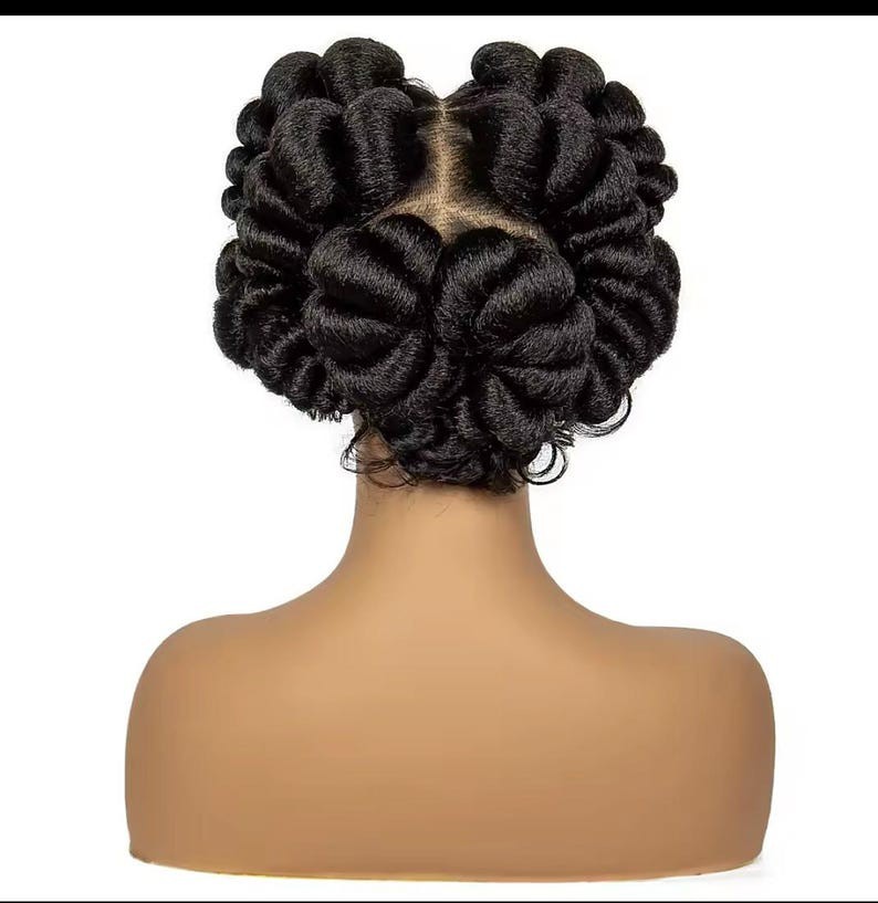 African Handmade Short Full Lace Bantu Braided Wig With Baby Hair ...