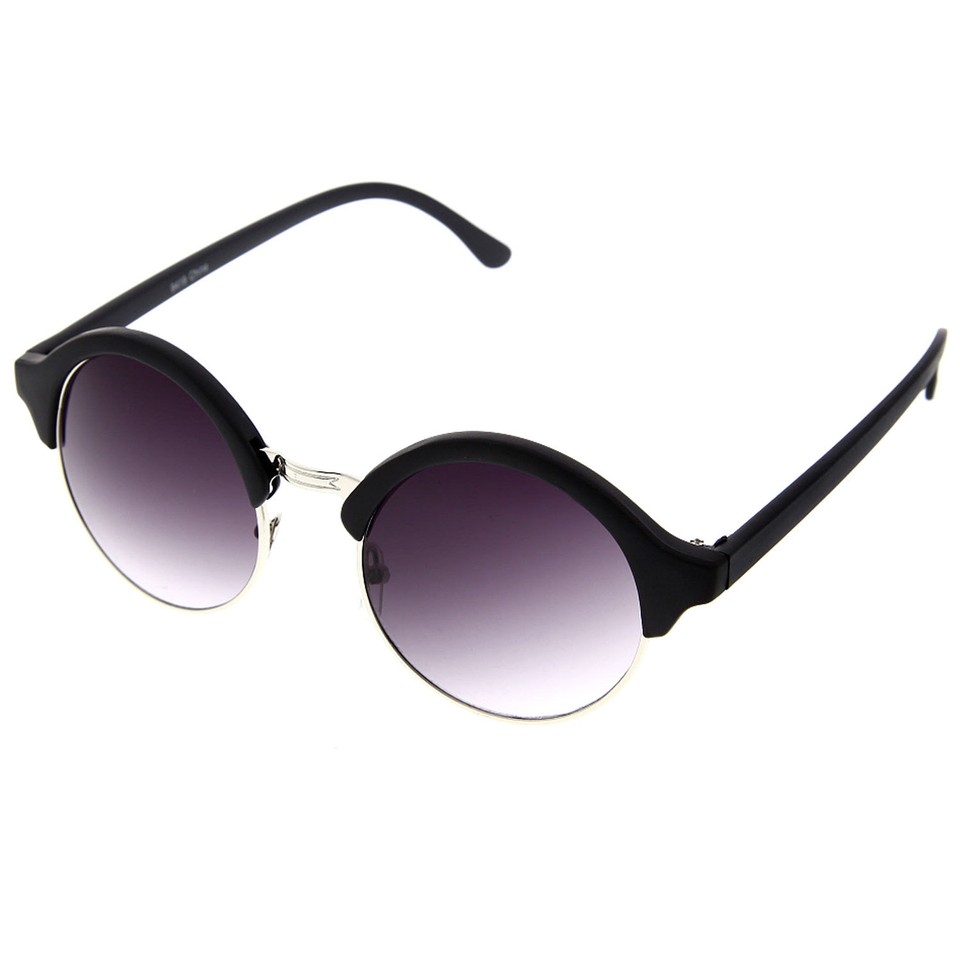 Women's Vintage Inspired Classic Half Frame Semi-Rimless Round Circle ...