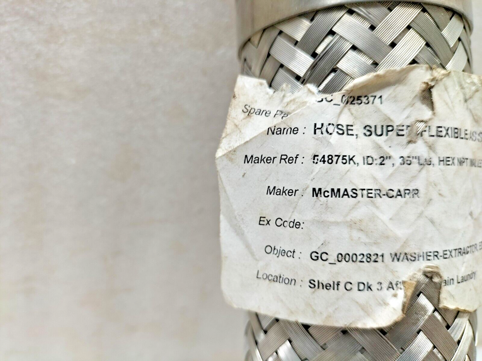 McMASTER-CARR 54875K FLEXIBLE HOSE WITH SS WIRE BRAID CVR ID 2" 35" LG ...