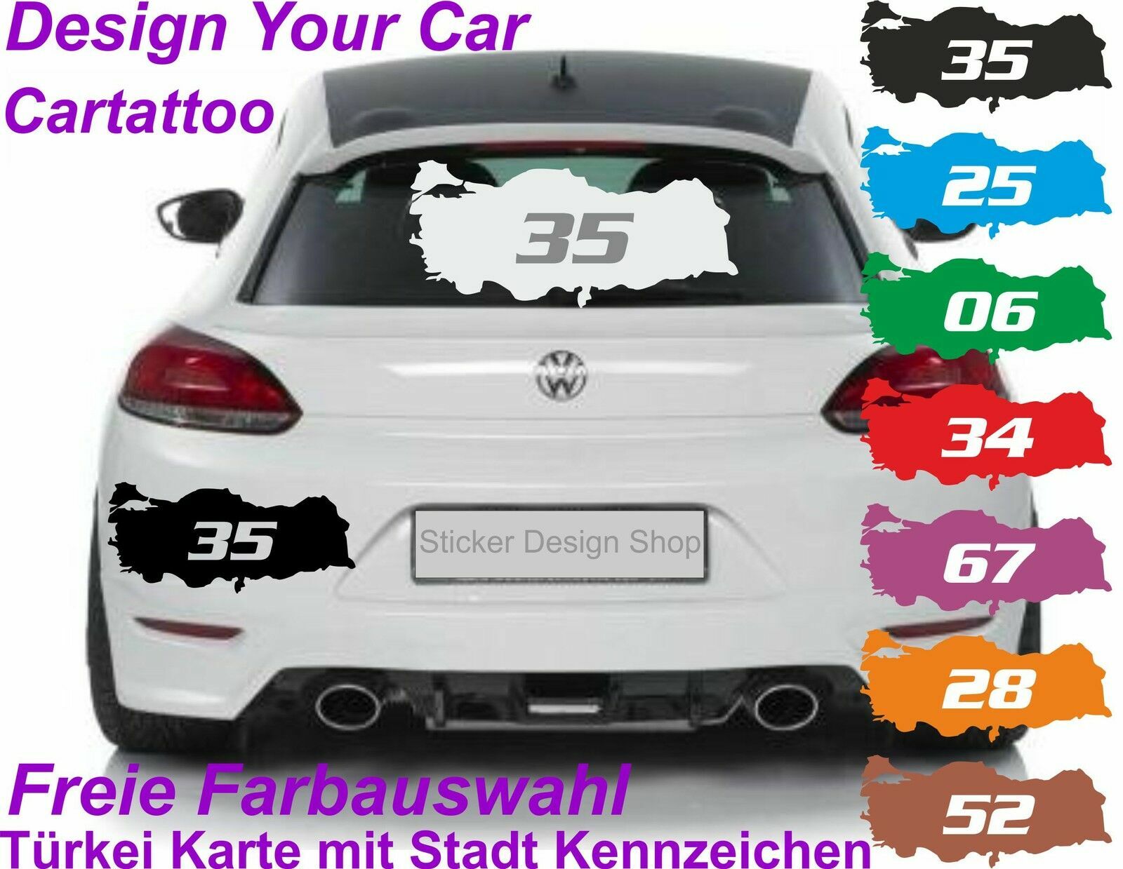 Türkei Karte mit Stadt Kennzeichen Auto Aufkleber Türkiye Sticker ...