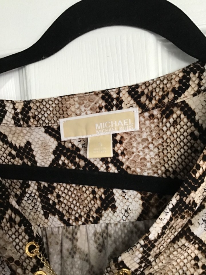 MICHAEL KORS Dress Size S Animal Print Caged V-neck Roll Tab Sleeve | eBay
